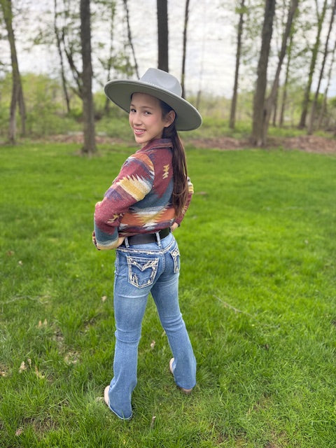 Girls Western Bootcut Jeans - Faux Flap Pocket - Stratch Premium Denim ...